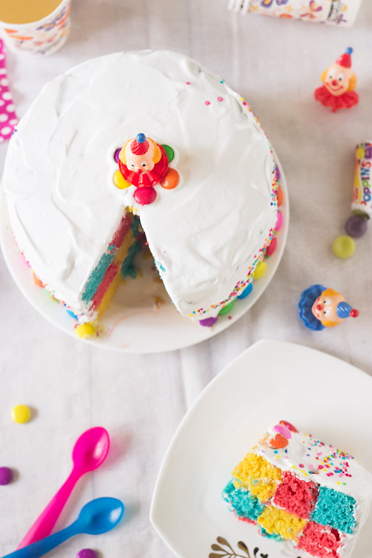 Rainbow Checkerboard Cake Recipe - Lemon in Ginger